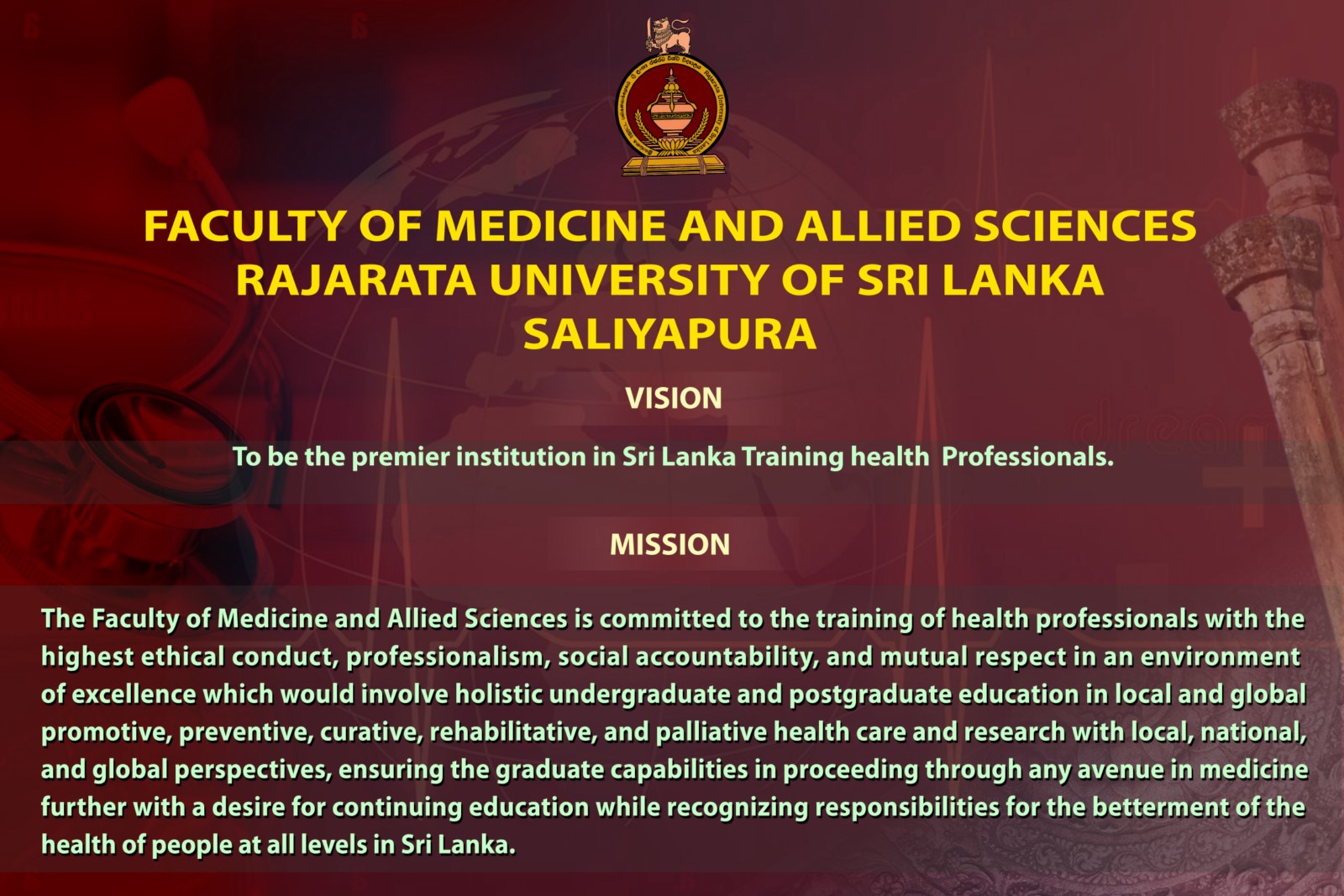 Vision & Mission – Faculty of Medicine & Allied Sciences